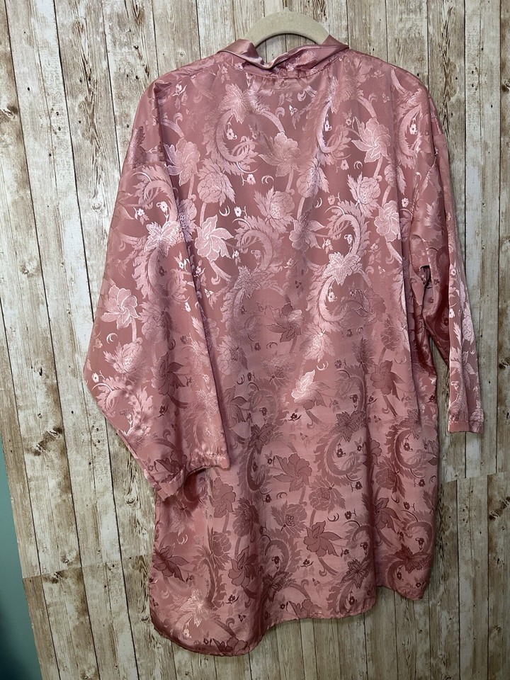 Vintage Victorias Secret Satin Blush Night Shirt Gold Label M/L Floral ...