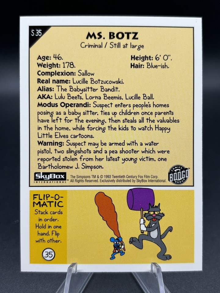 1993 Skybox Bongo Comics The Simpsons #S35 Ms Botz | eBay