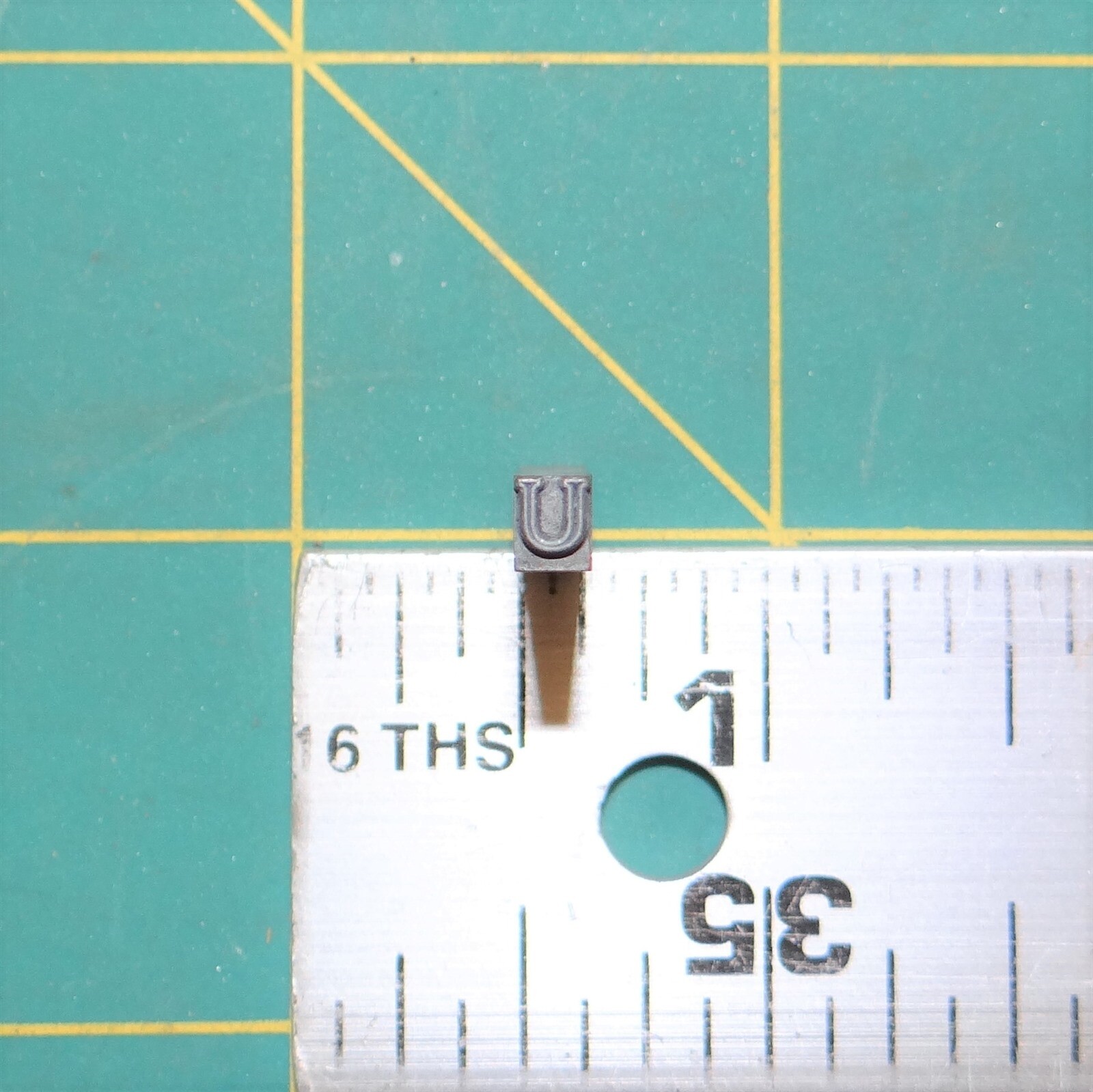 (1) Upper case "U" Antique Metal Typeset Letterpress Block 'Parry Bold ...