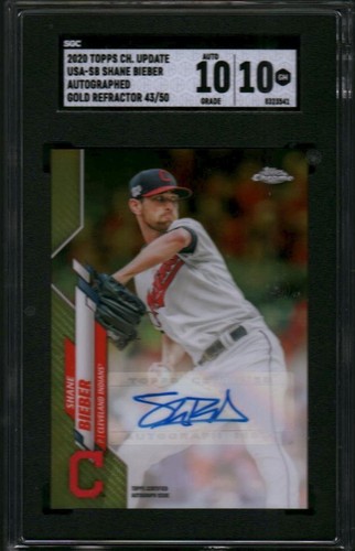 2020 Topps Chrome Update Shane Bieber Autographed Gold Refractor /50 ...