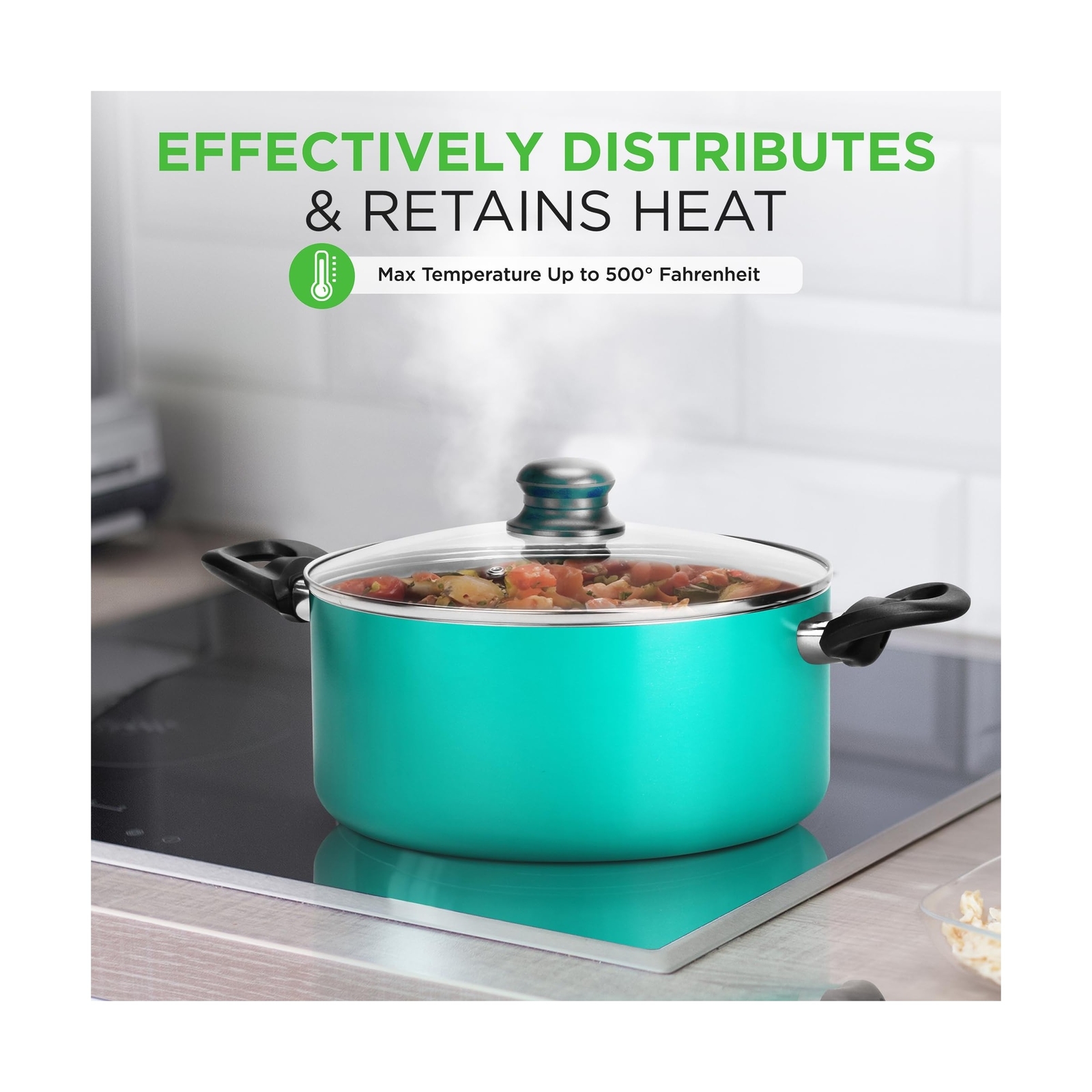 Vremi VR0041 Nonstick Cookware Set Colored Kitchen Pots and Pans, 15 ...