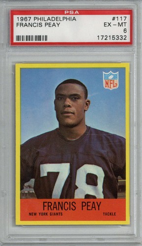 1967 Philadelphia #117 Francis Peay PSA 6 EX-Mint RC Rookie NY Giants ...