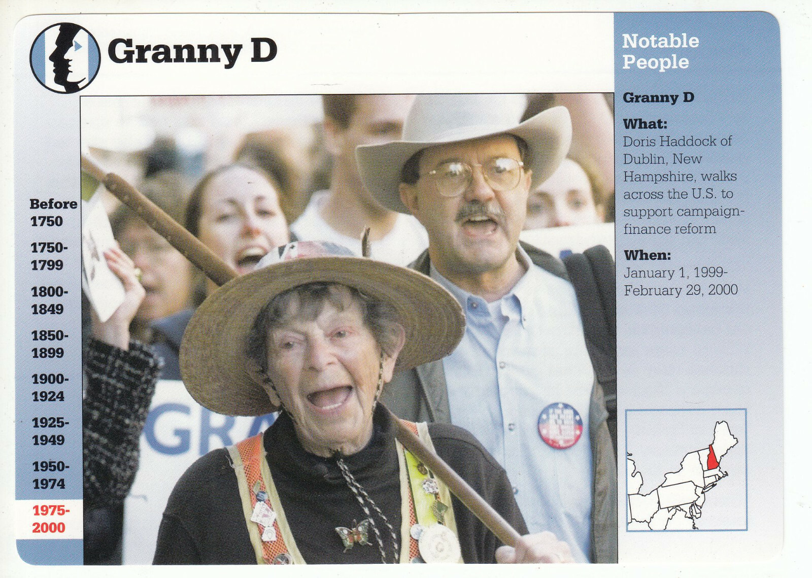 GRANNY D Doris Haddock Campaign Finance 2001 GROLIER STORY OF AMERICA ...