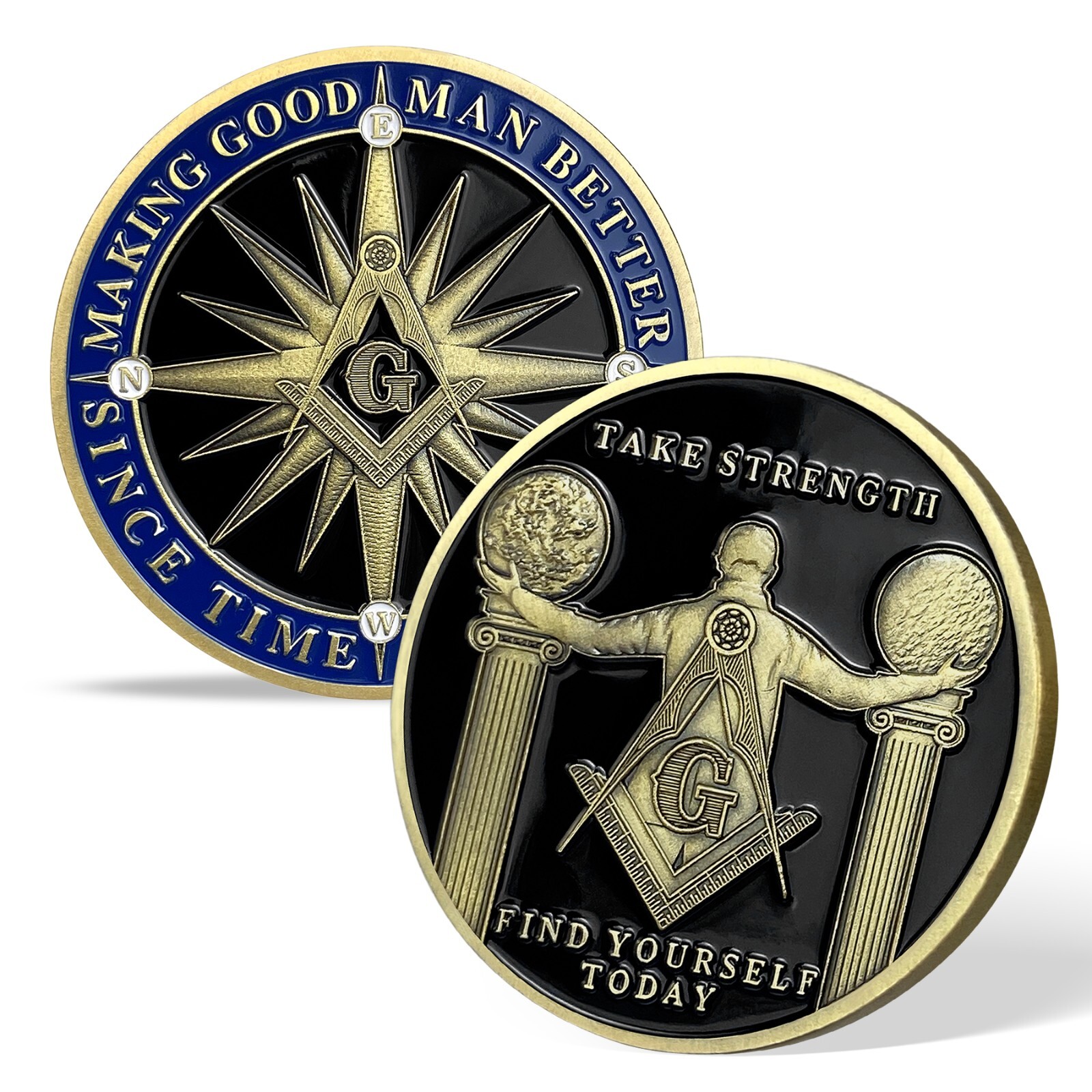 3D Blue Freemason Masonic Challenge Coin Masonic Brotherhood Gifts For ...