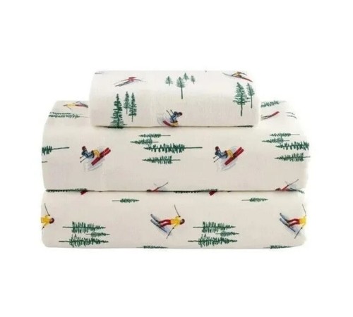 Mainstays FULL Flannel Sheet Set 4pc Ski Skiing Trees for sale online ...