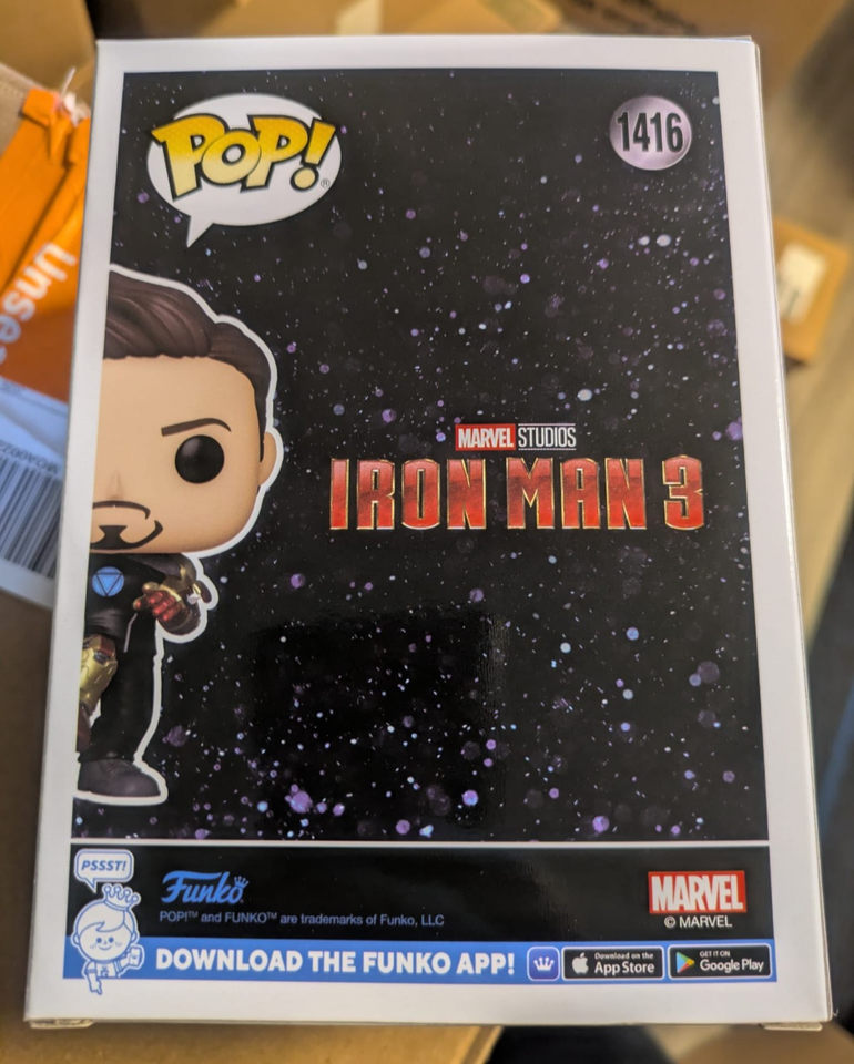 Tony Stark Suit Up Funko Pop! MARVEL Iron Man 3 Glow [EE EXCLUSIVE ...