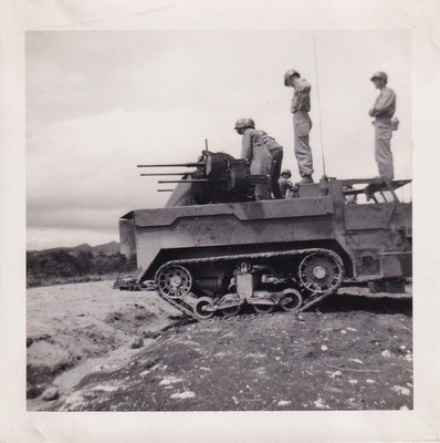 Original Photo 29th INF REGIMENT HALFTRACK QUAD AA MACHINE GUNS Korean ...