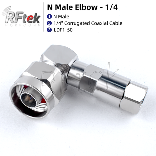N Male Elbow Connector Clamp 1/4" Corrugated Coaxial Cable ANDREW LDF1-50 Coax | eBay