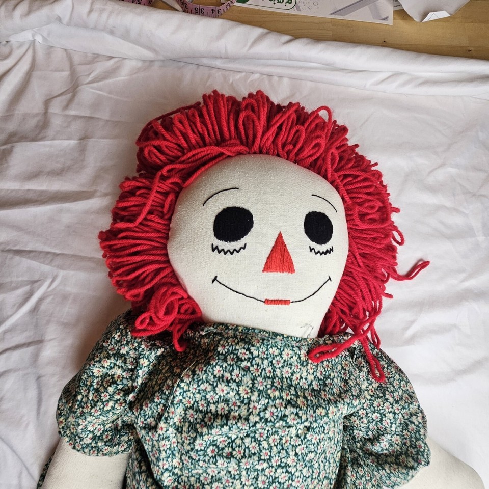 Handmade Raggedy Ann Rag Doll 32 inch Red Hair Clothes Embroidered Face ...