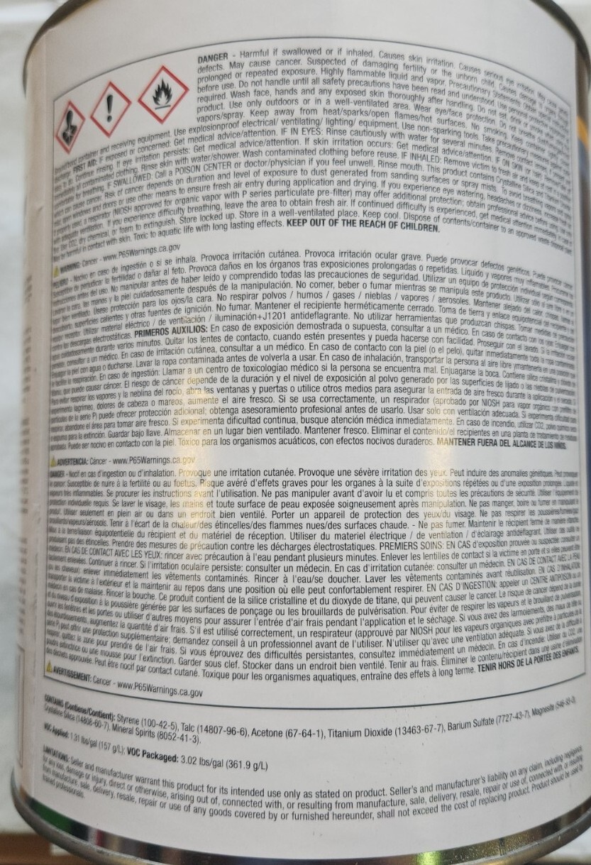 Fibreglass Evercoat 713 Feather Fill G2 Primer W/ 4 Clear Hardeners ...