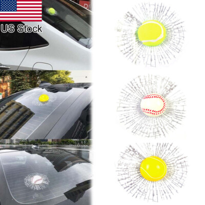3D Tennis Ball Baseball Hit Window Car Sticker Decal Tailgate Rear ...