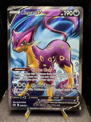 Pokemon TCG SWSH Chilling Reign Liepard V 180/198 Full Art Ultra Rare ...