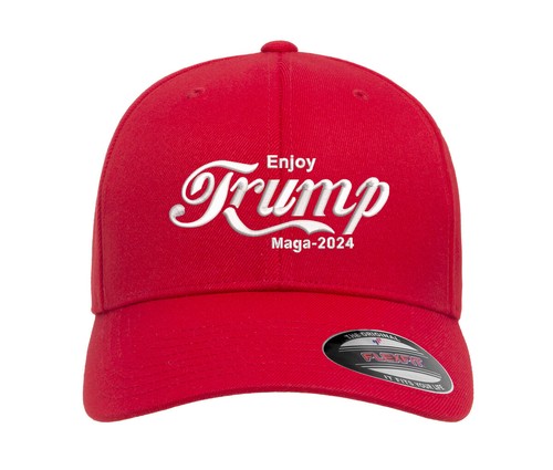 ENJOY TRUMP Embroidered Red Flexfit Hat Republican 2024 Election | eBay
