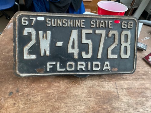 Florida License Plate 1967 - 1968 2W 45728 “Sunshine State” Vintage ...