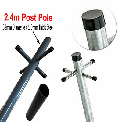 2.4M Washing Line Post Pole & Socket Clothes Post Dryer Galvanized ...