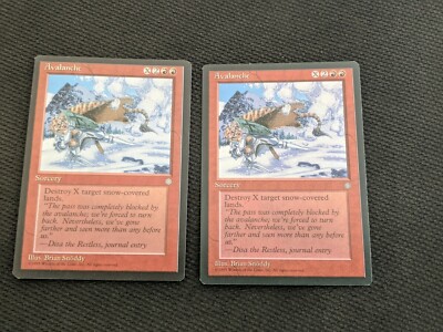 2 Avalanche Cards 1995 Ice Age Magic the Gathering Pack Fresh Un Played ...