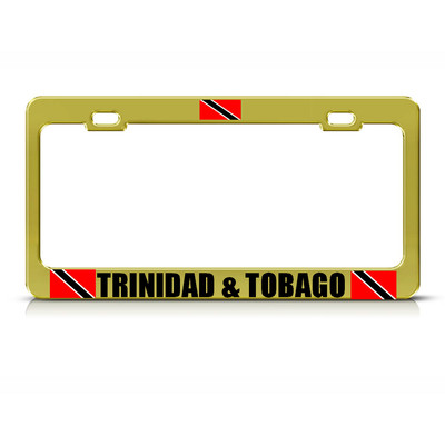 TRINIDAD TOBAGO FLAG Heavy Duty GOLD License Plate Frame TRINIDAD Tag ...