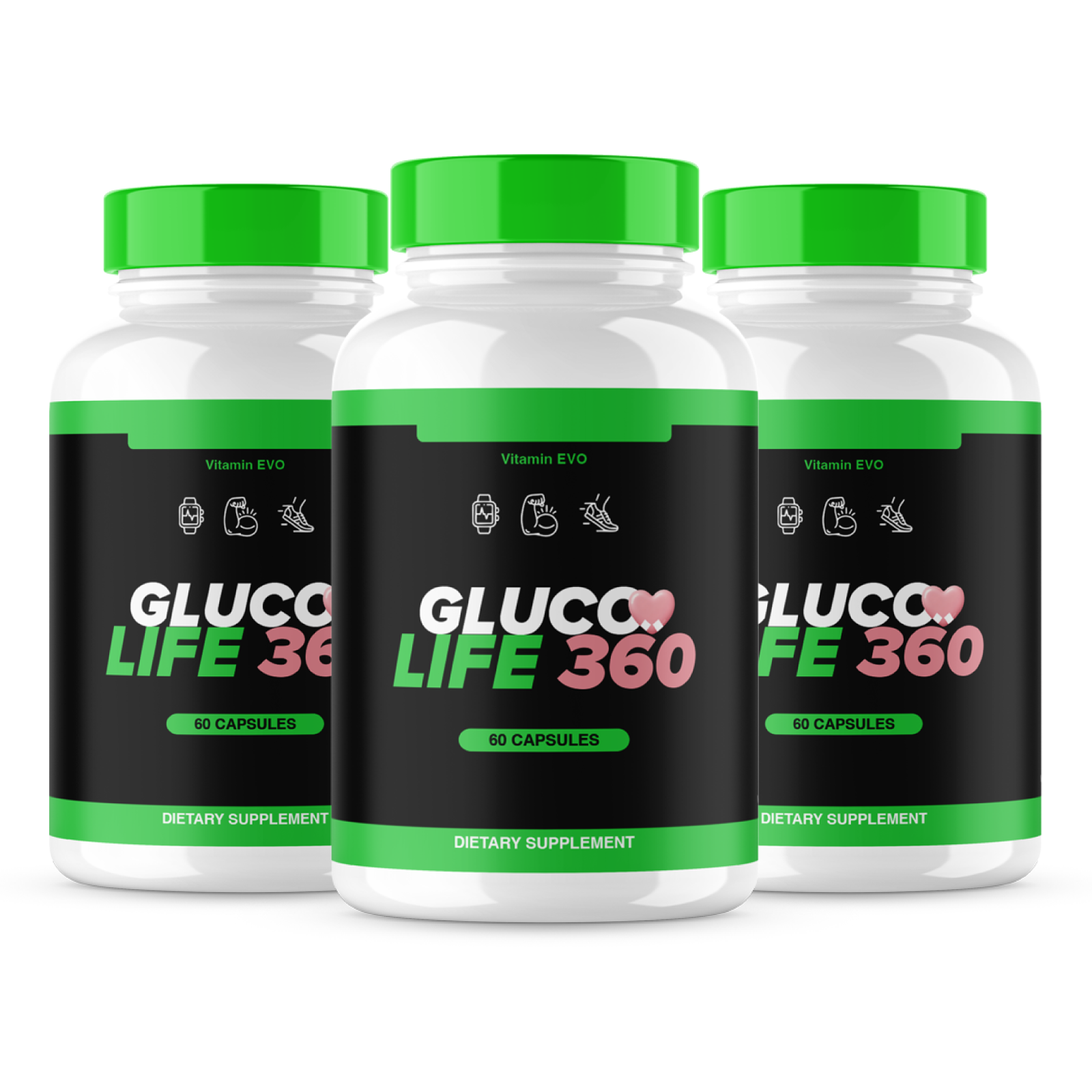 (3 Pack) Gluco Life 360 Capsules, GlucoLife360 Blood Health Support 180 ...