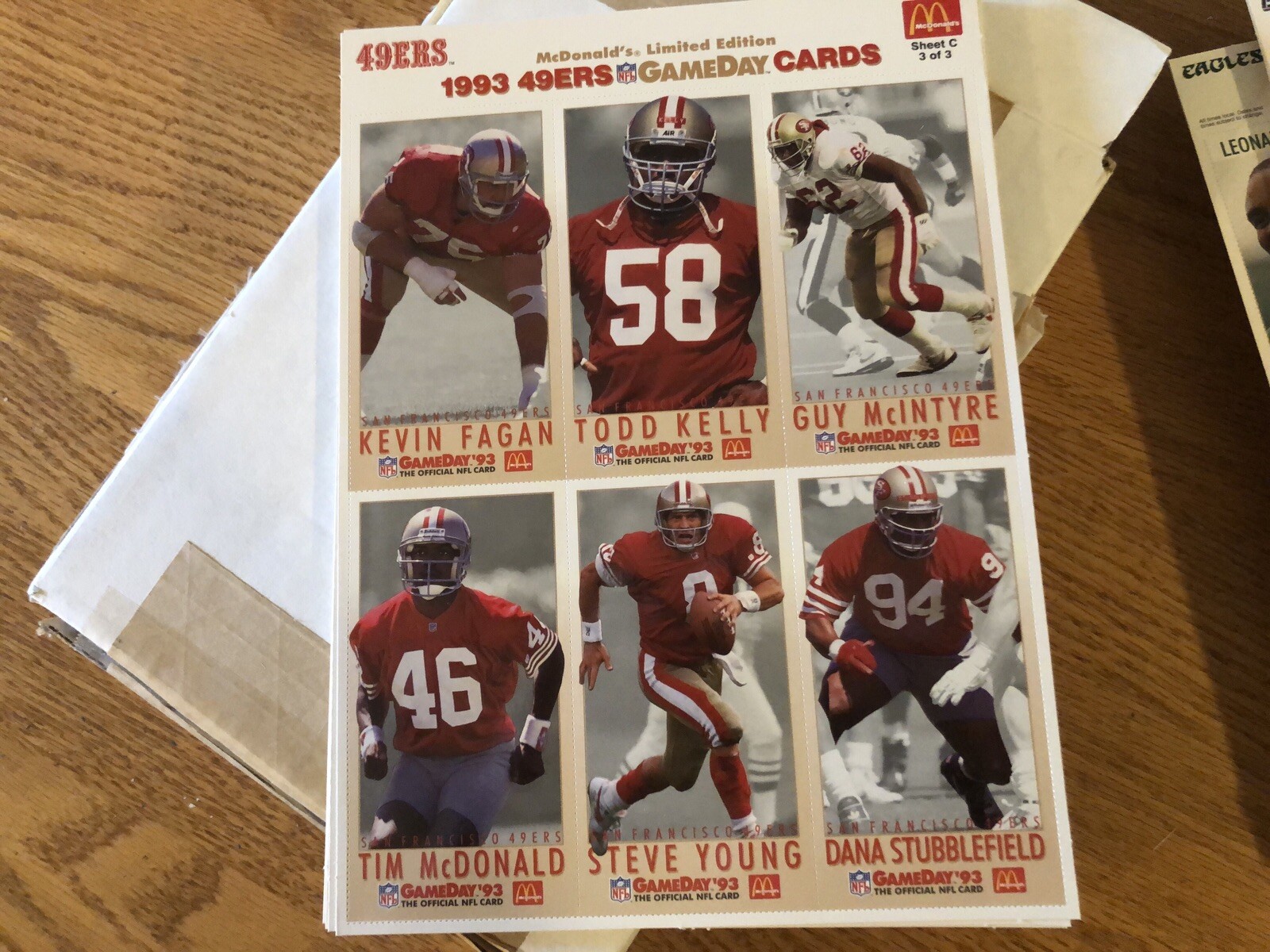 McDonald's 1993 Limited Edition NFL Gameday Cards Uncut Sheets 28 Teams ...
