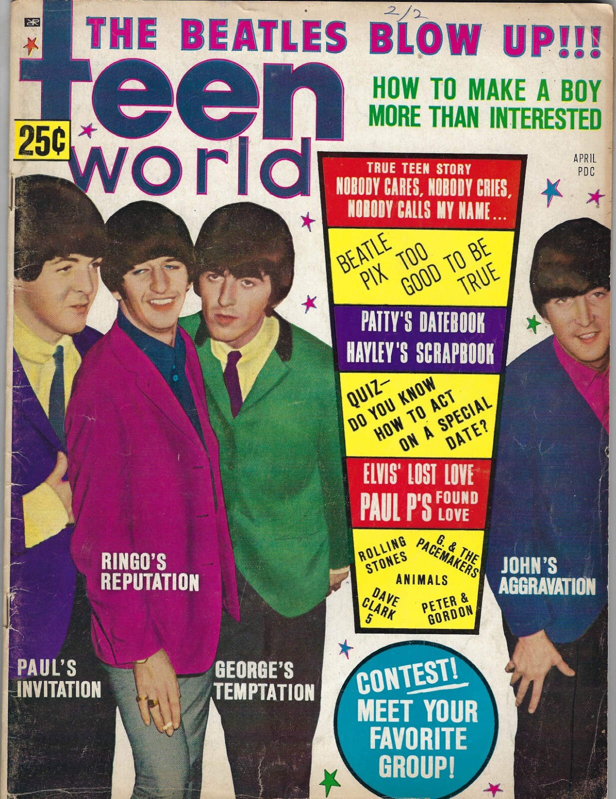 1965 Teen World magazine The Beatles, Rolling Stones, Elvis Presley ...