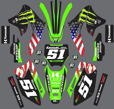 Graphic Kit for 2006-2008 Kawasaki KX250f KX 250f American Monster ...