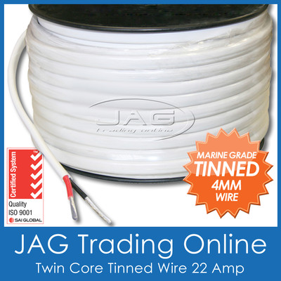 4mm MARINE GRADE TINNED 2-CORE TWIN WIRE / ELECTRICAL CABLE- Boat ...