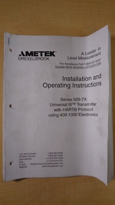 Ametek Drexelbrook 509-7X Installation and Operating Instruction Manual ...