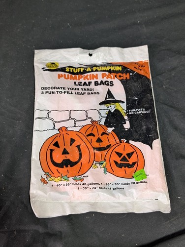 Vtg 90s Halloween Stuff -A- Pumpkin Patch Leaf Bags Jack O Lantern ...