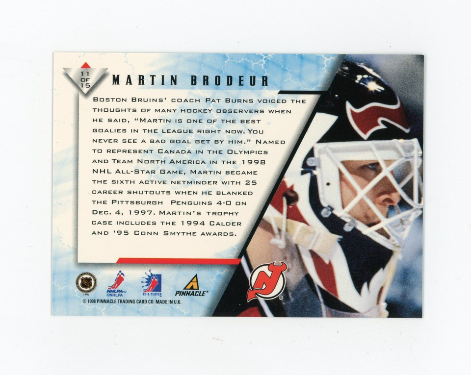 MARTIN BRODEUR 1997-98 Pinnacle BAP Stacking The Pads #11 New Jersey ...