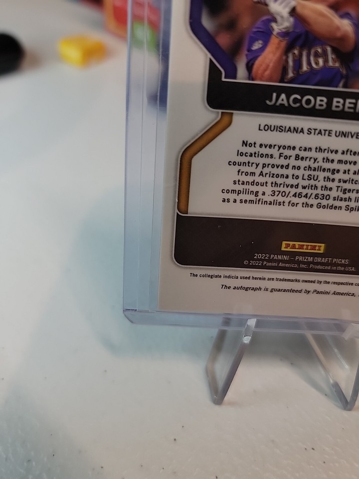 2022 Prizm Draft Picks Jacoby Berry White Sparkle Prizm Card Auto 1/1 ...