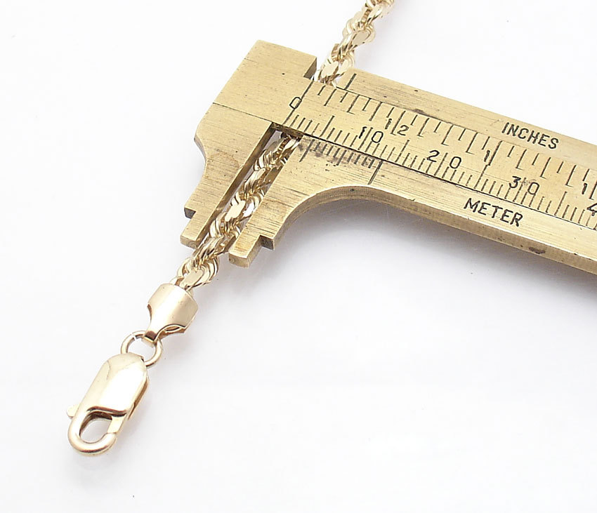 4.5mm Diamond Cut Rope Chain Necklace Extender Real Solid 14K Yellow ...