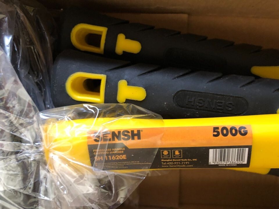 SENSH Machinist Hammers, 500g with Rubber Grip Fibreglass Grip Handle ...