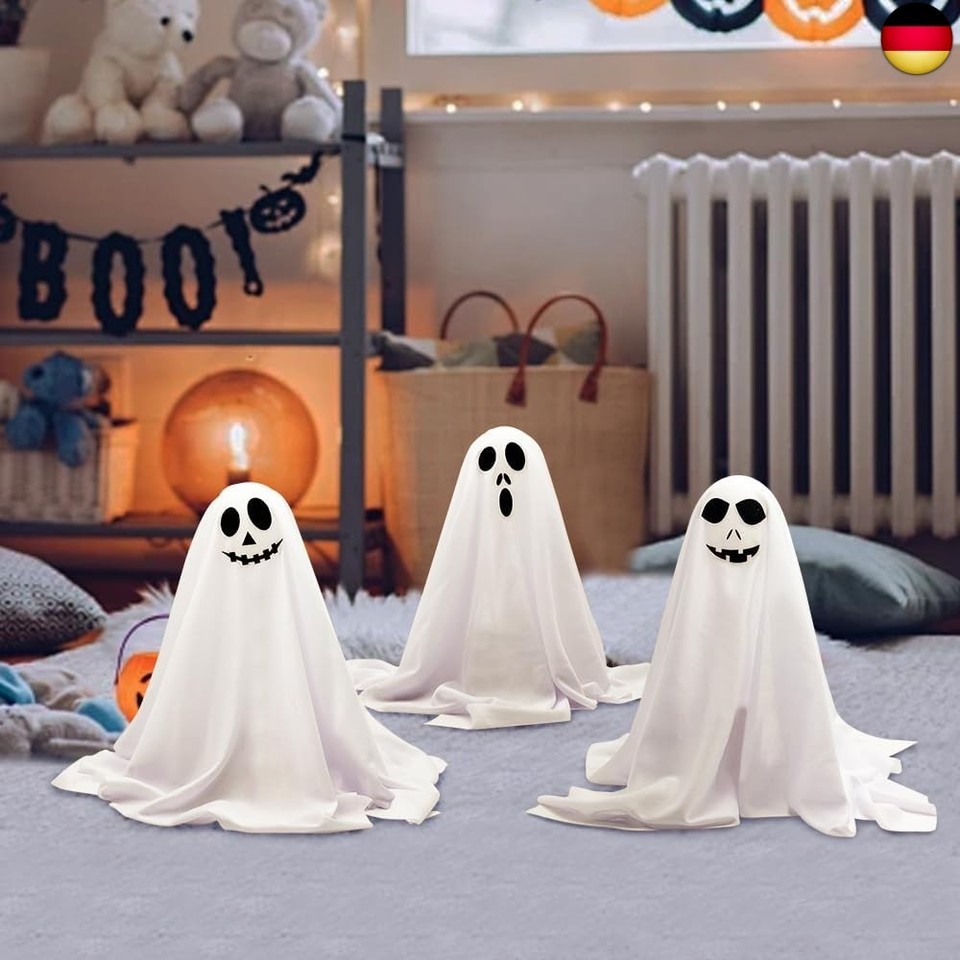 Bseical Halloween Ghost Ghosts Lanterns with Ground Spike, Set of 3 ...