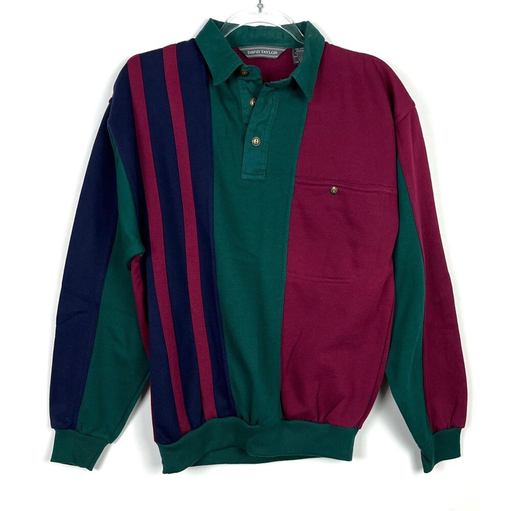 Vintage David Taylor 90s Color Block Sweater Size Med… - Gem