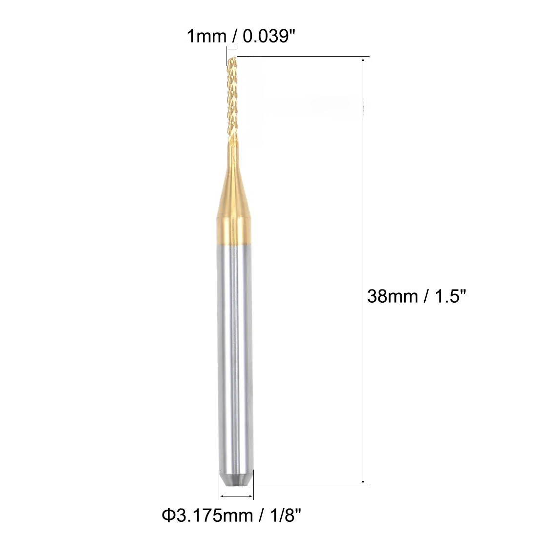 10pcs 1mm Titanium Coat Carbide End Mill Engraving CNC Router Bits 1/8 ...
