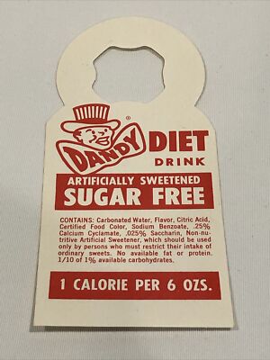 Dandy Diet Drink NOS Vintage Paper Bottle Topper Soda Ephemera ...