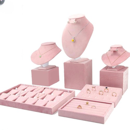 Velvet Cloth Window Necklace Ring Jewelry Display Rack Props Organizer ...