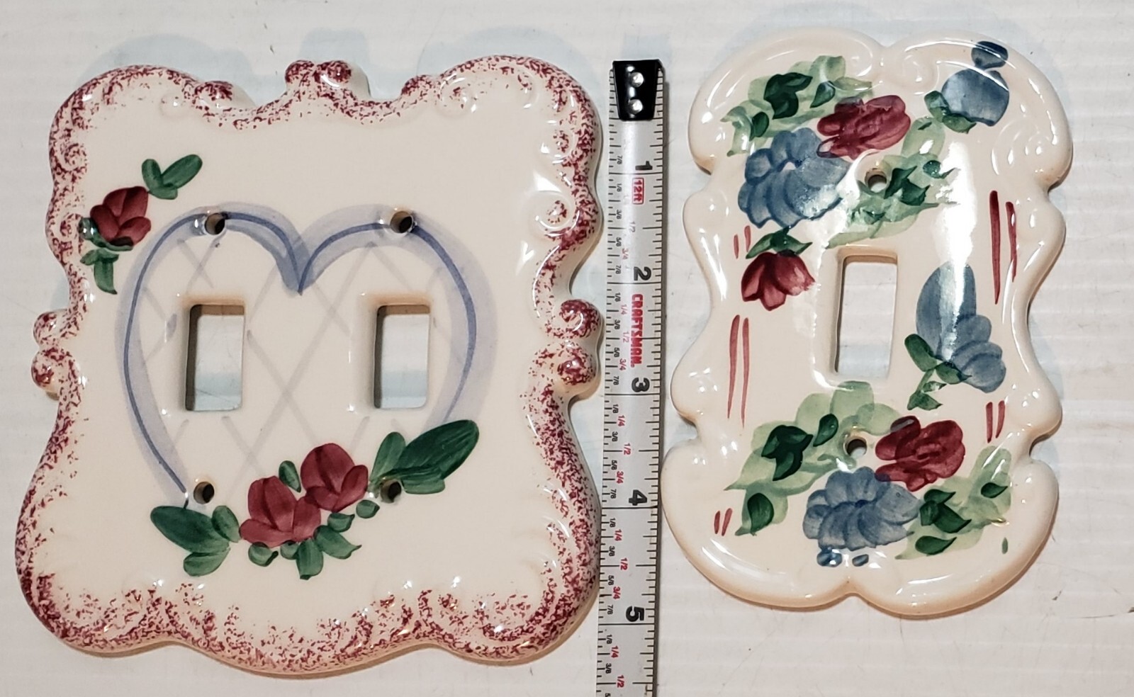 VTG PORCELAIN OUTLET COVERS. FLORAL MULTI COLORS. ESTATE FIND. NEVER ...