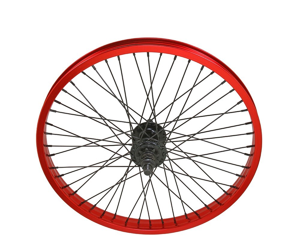 DOUBLE WALL RED BMX Bike Wheelset 9T Cog 48 Spokes Sealed bearing for ...