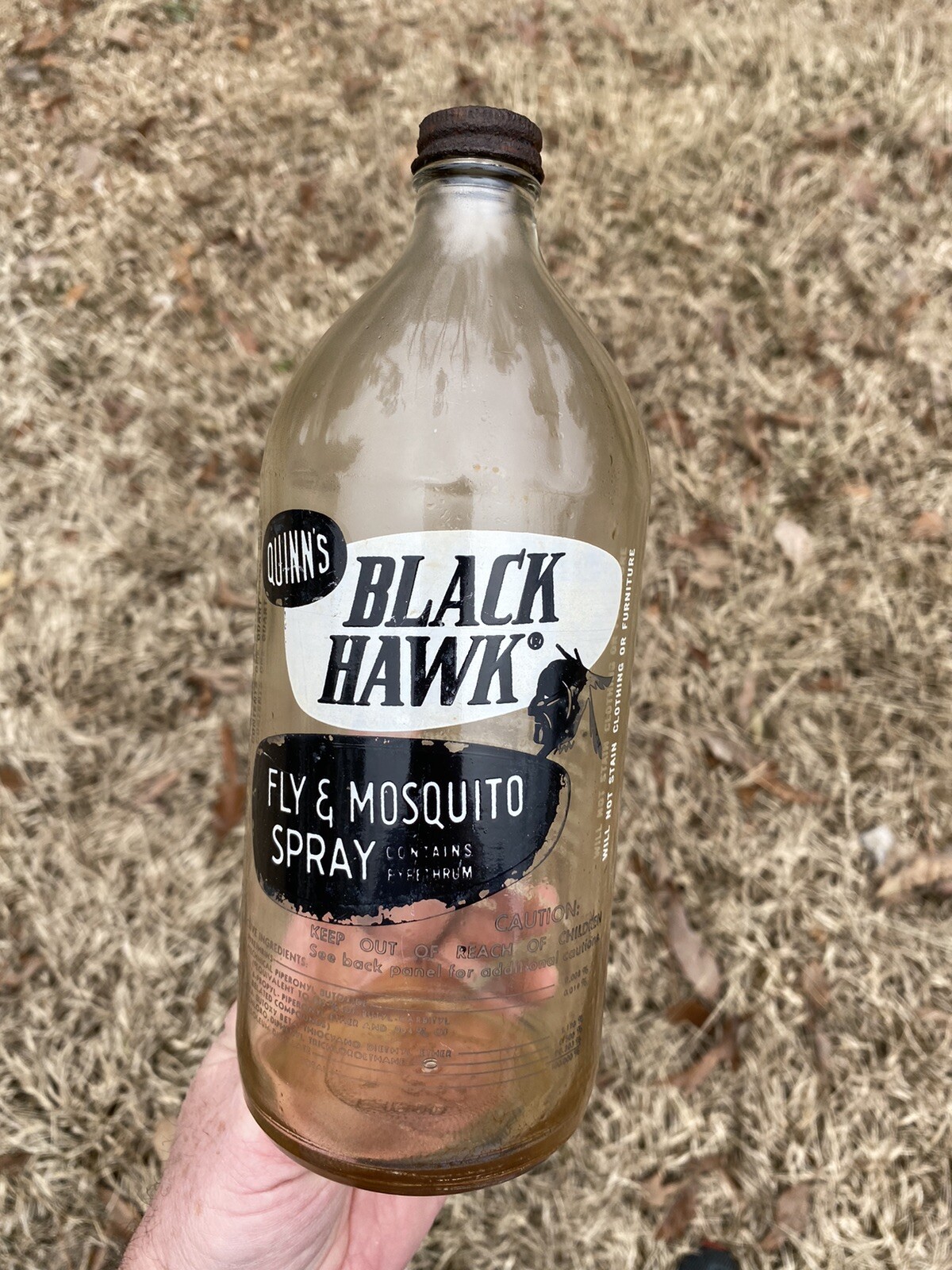 SCARCE VINTAGE BLACK HAWK MOSQUITO POISON ACL LABEL BOTTLE GREENWOOD ...