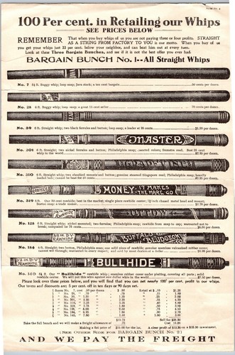 3 piece lot ADVERTISING PAPER WESTERN WHIP CO. BUFFALO great graphics ...