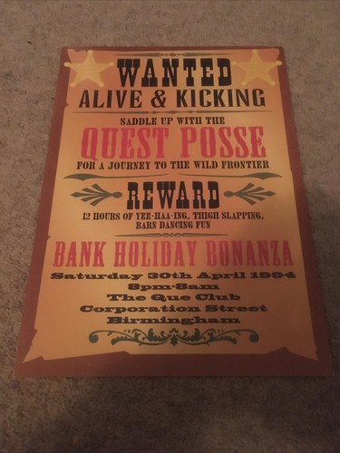 Quest @ Broad Street Wolverhampton The Wild Frontier Rave Flyer Flyers ...