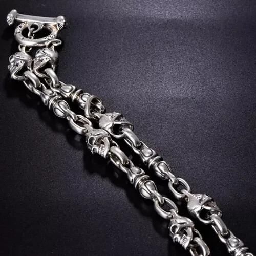 Heavy Real 925 Sterling Silver Necklace Pendant Skull Lion Head Chain ...