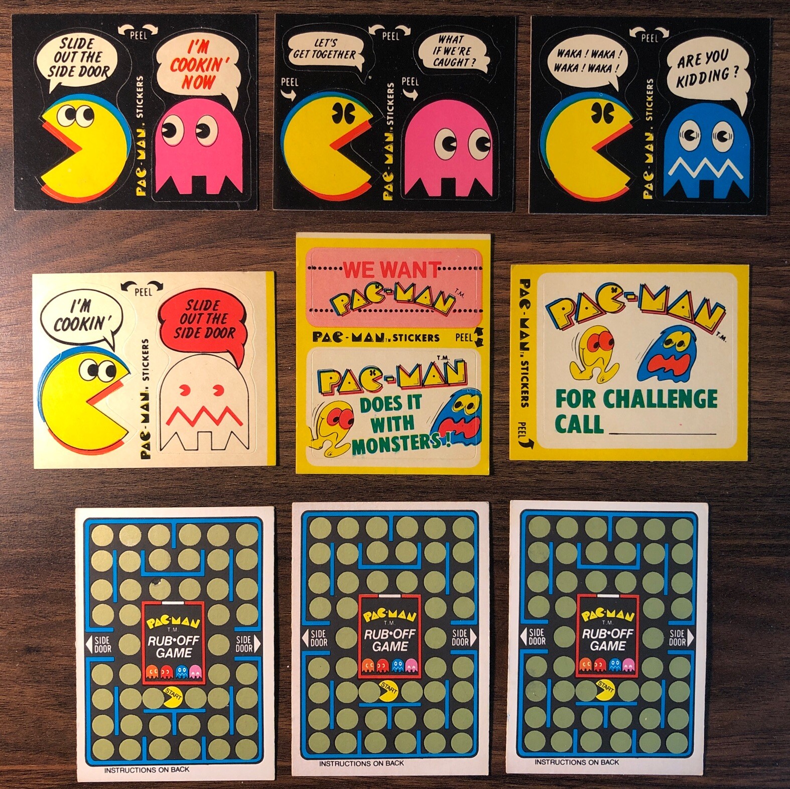 Pac Man Fleer Stickers & Rub-off Game Cards 1980 | eBay