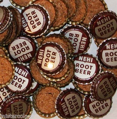 Soda pop bottle caps Lot of 25 NEHI ROOT BEER cork lined unused new old ...