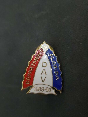Vintage DAV Department of Veterans 1990 arrowhead shaped Florida Lapel ...