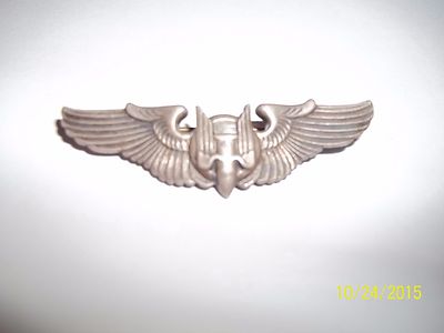 WW2 ARMY AIR CORP 2" BOMBER / AERIAL GUNNER WINGS STERLING SILVER NICE ...