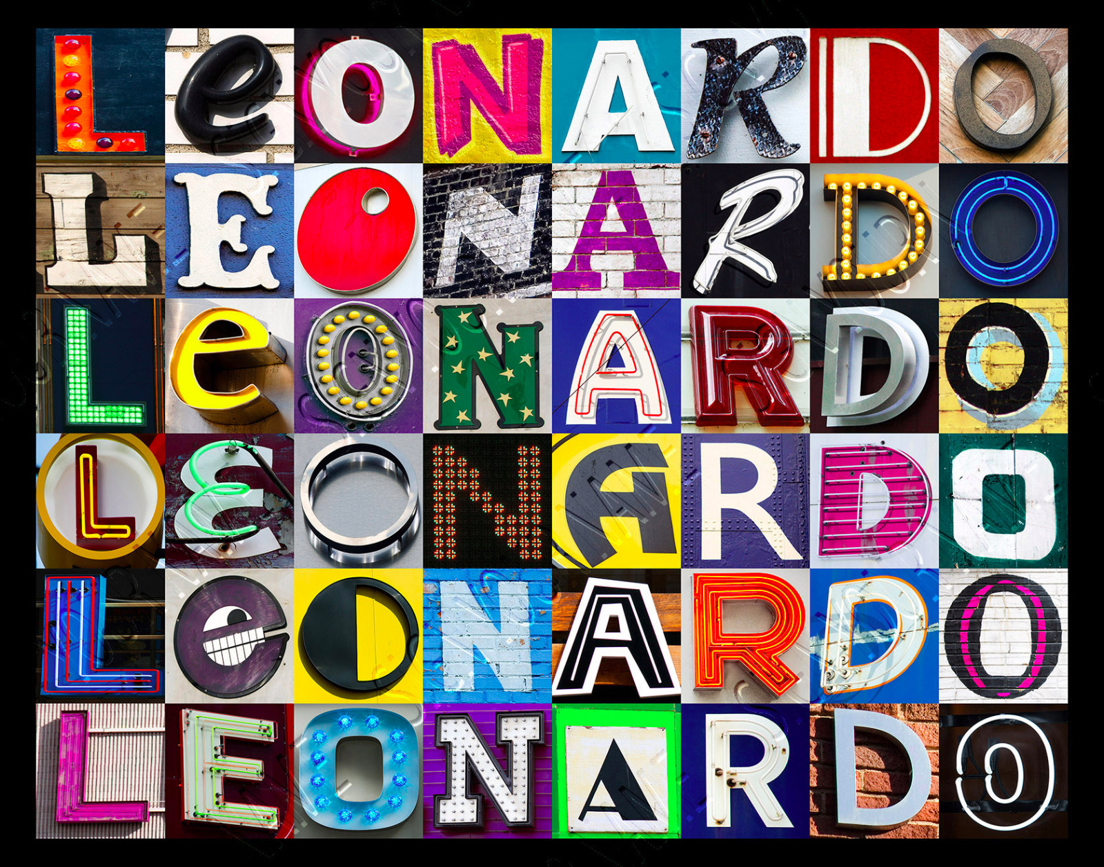 LEONARDO Name Poster featuring photos of actual sign letters | eBay