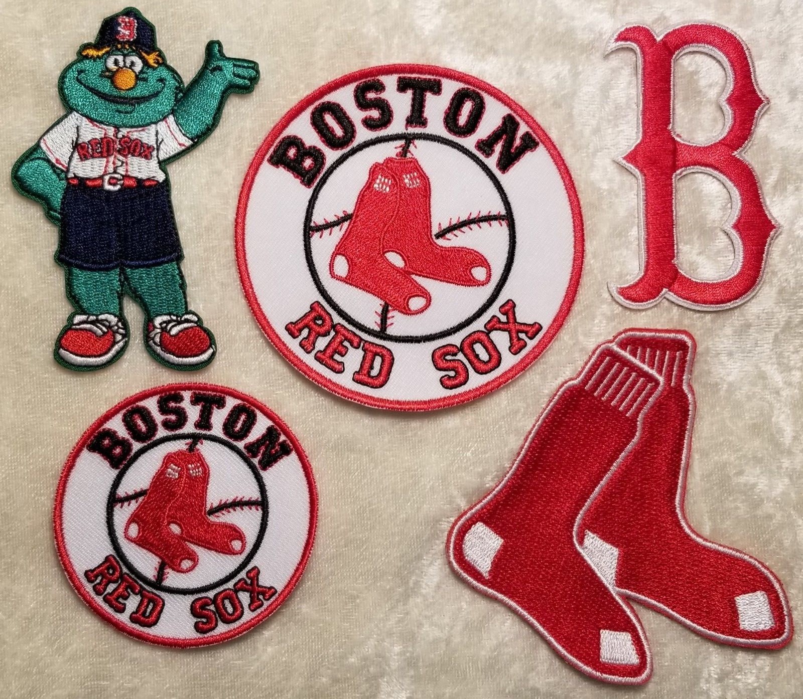 Boston Red Sox set of FIVE (5) Iron On Embroidered Patches ~FREE ...