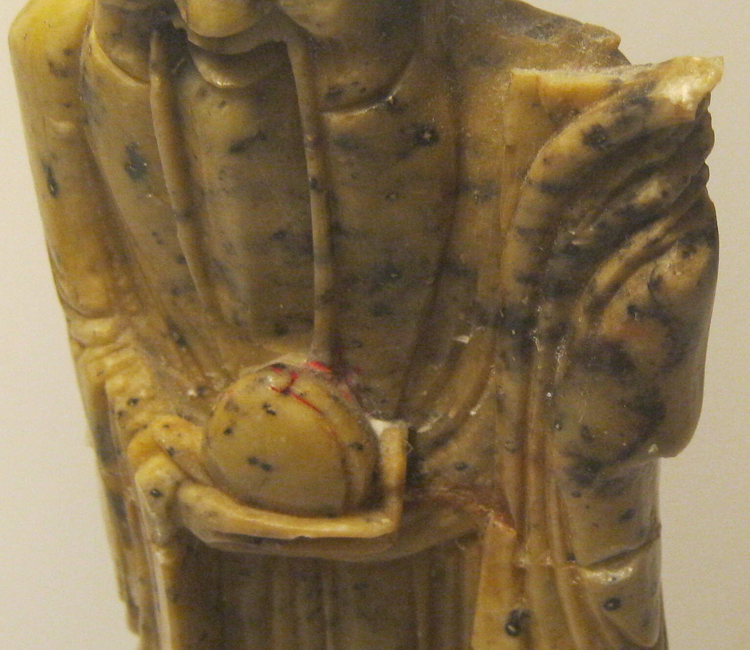 Antique Hand Carved Marble ASIAN MONK Statue on Base VERY DETAILED Some ...